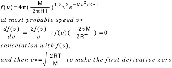 Maxwell distribution을 이용하여 Root mean square speed, mean speed, most ...