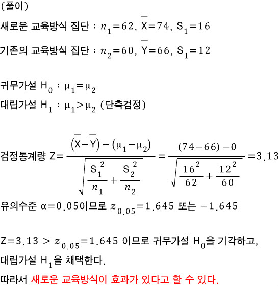 [확률과 통계] 64. 통계적 검정(7) - 두 모평균의 차에 대한 가설검정, Hypothesis Test on the ...